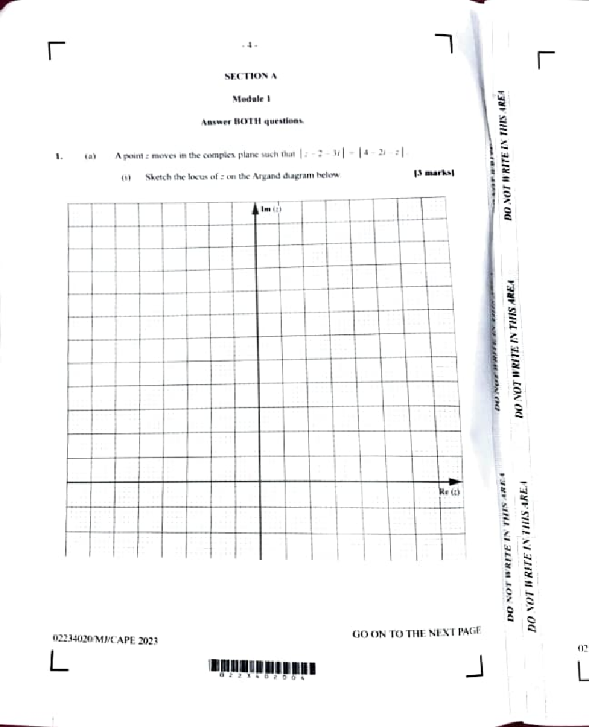 CAPE Pure Maths Unit 2 2023 P2 - (a) L SECTION A 02234020 MCAPE 2023 Module I Answer BOTH ...