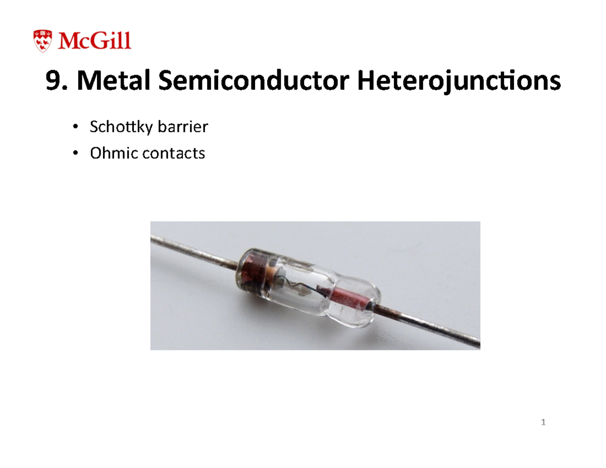 15 metal semiconductor junctions - Ecse 533 - McGill - Studocu