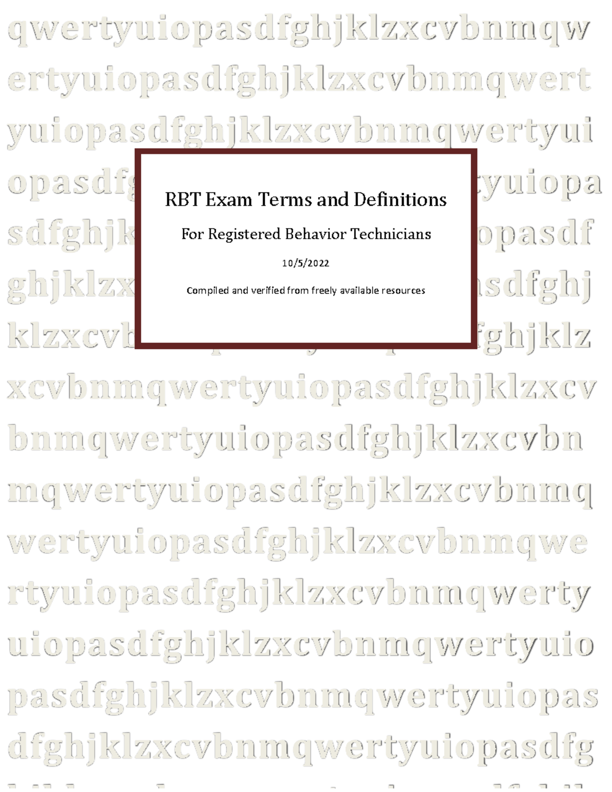 RBT exam terms - qwertyuiopasdfghjklzxcvbnmqw ...