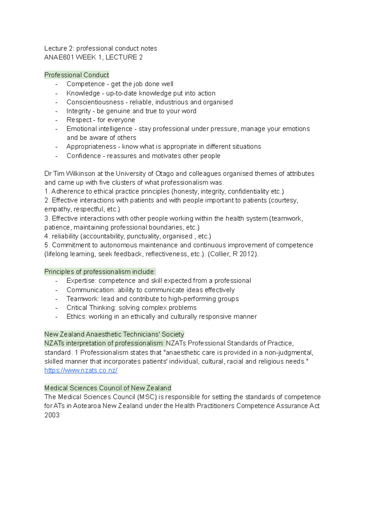 Lecture 2 professional conduct notes - Lecture 2: professional conduct ...