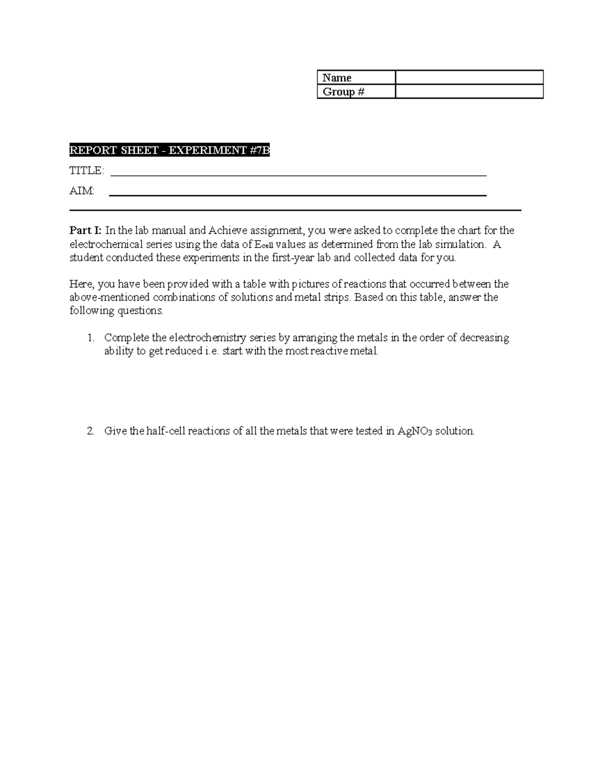 Expt 7B PLA form 2021 Grp C - sap - Studocu