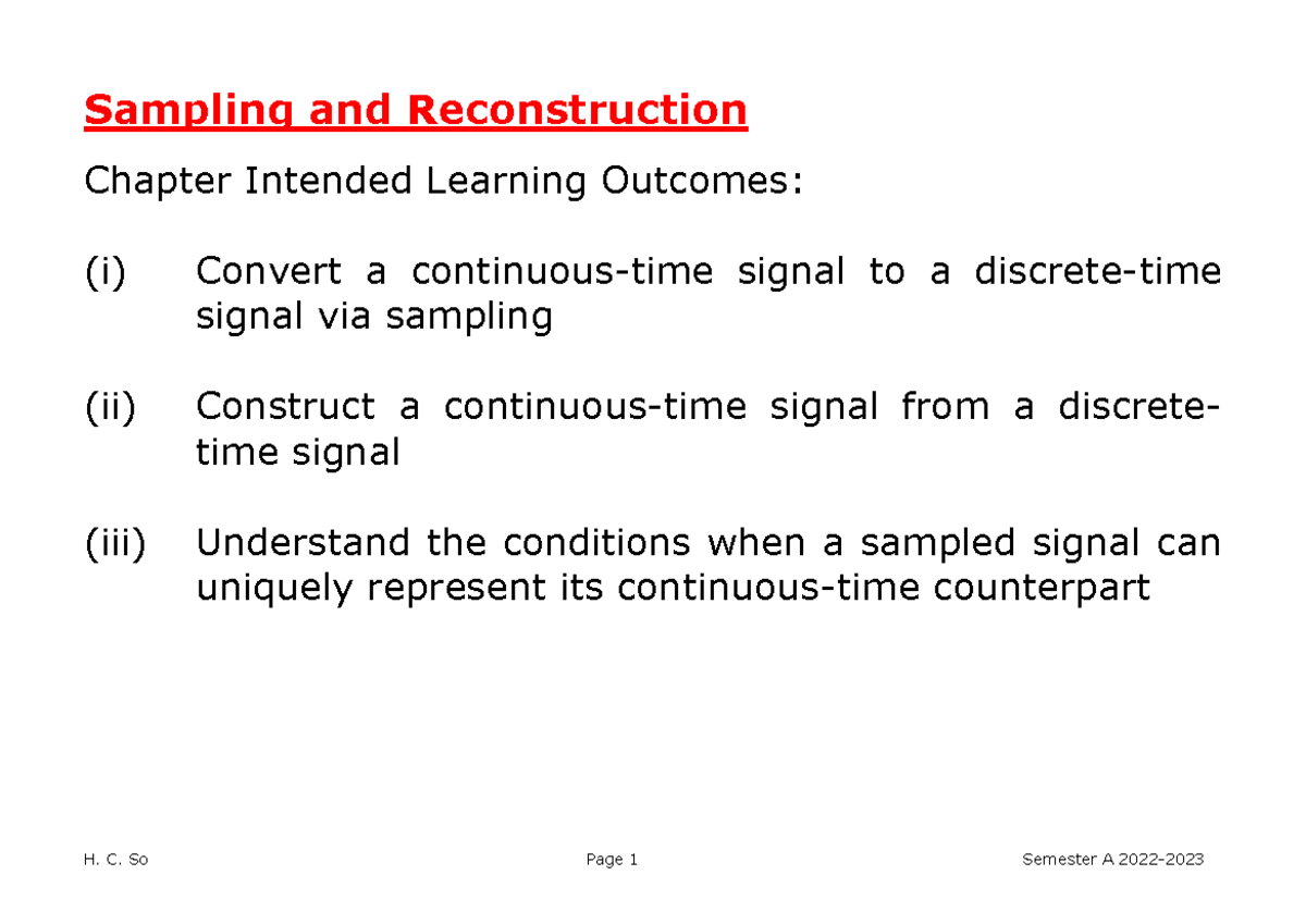 EE3210 5 - Sampling and Reconstruction Chapter Intended Learning ...