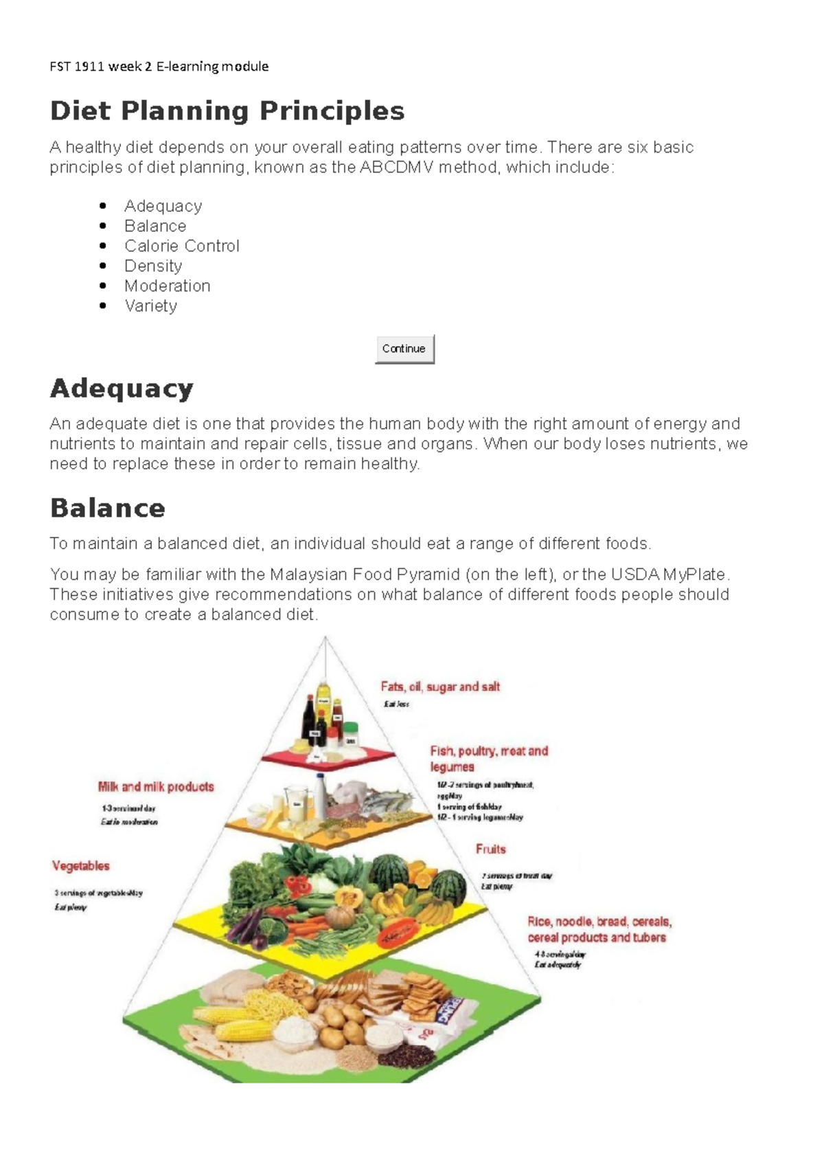 FST 1911 week 2 emodule - own note - FST 1911 week 2 E-learning module ...