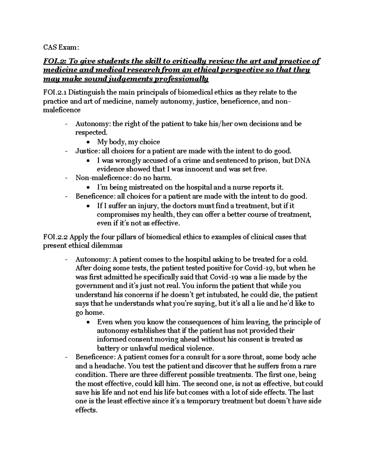 CAS Exam Review with all the objectives - CAS Exam: FOI: To give ...