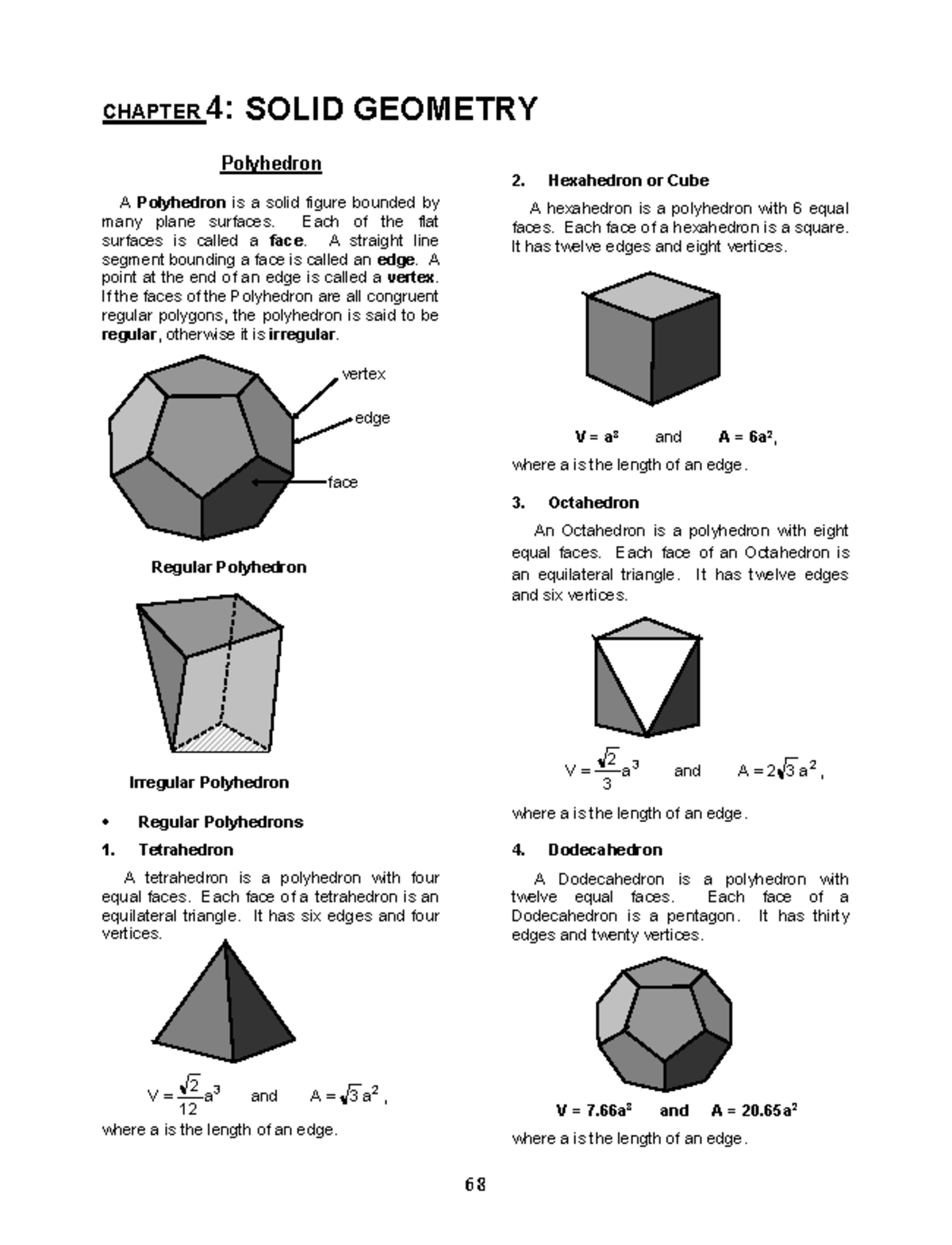 NCR4 - notes - CHAPTER 4: Polyhedron A Polyhedron is a solid figure ...