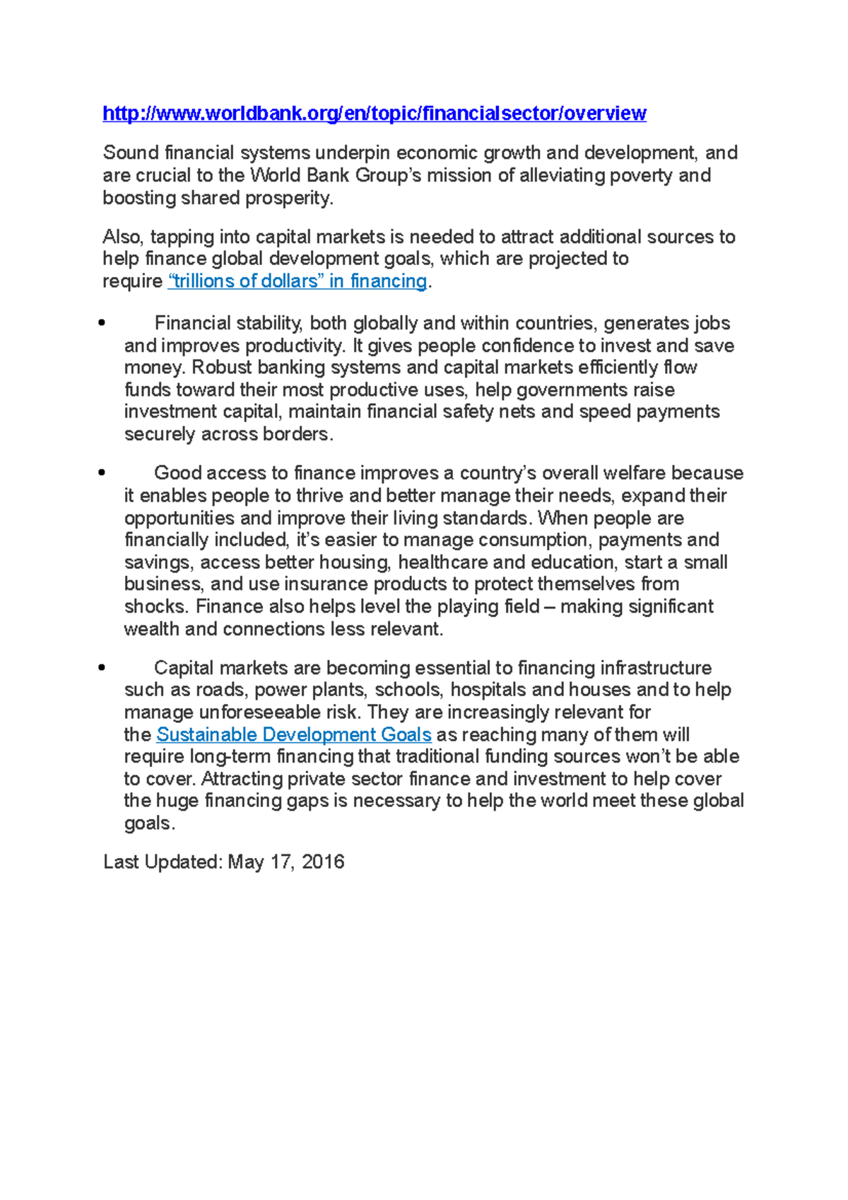 World bank - worldbank/en/topic/financialsector/overview Sound ...