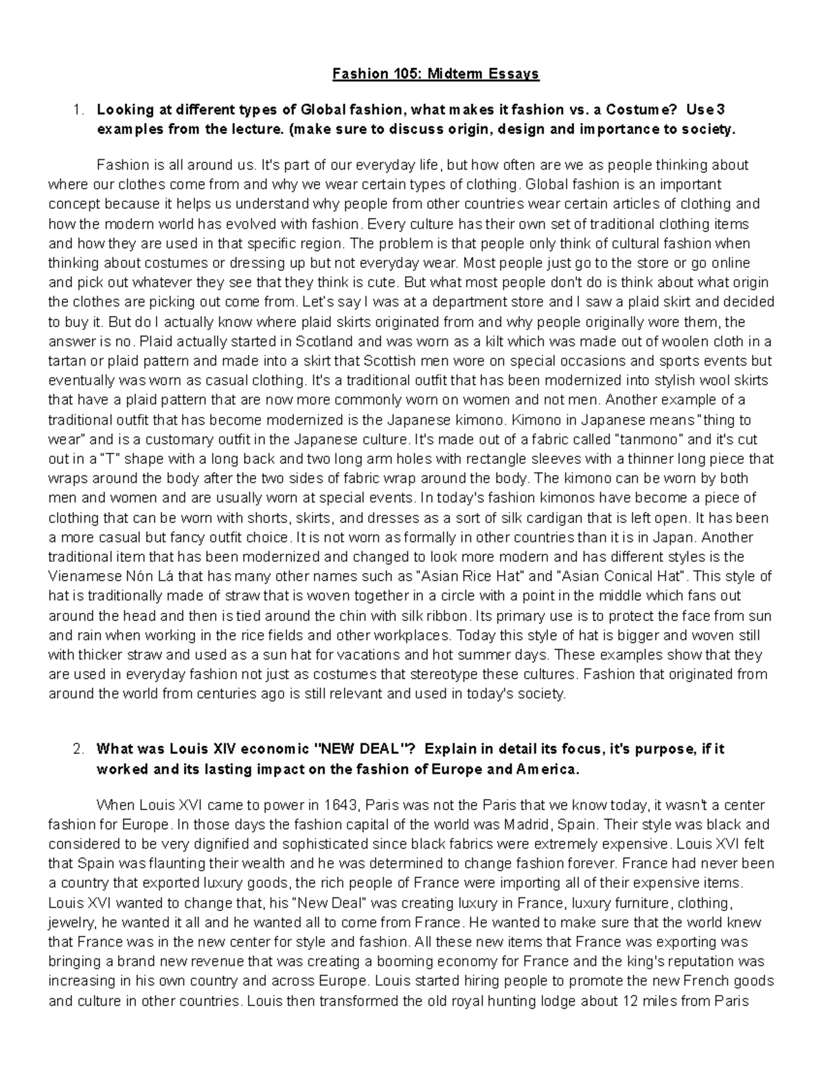Fash 105 midterm essays - Fashion 105: Midterm Essays Looking at ...
