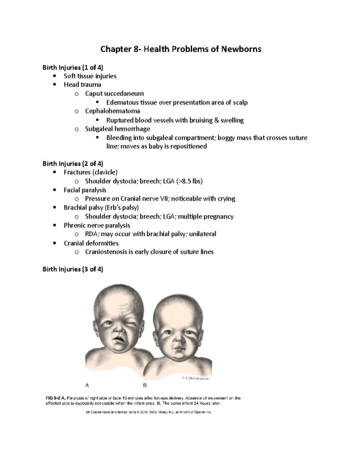 Peds Chapter 8 Health Problems of Newborns - Chapter 8- Health Problems ...