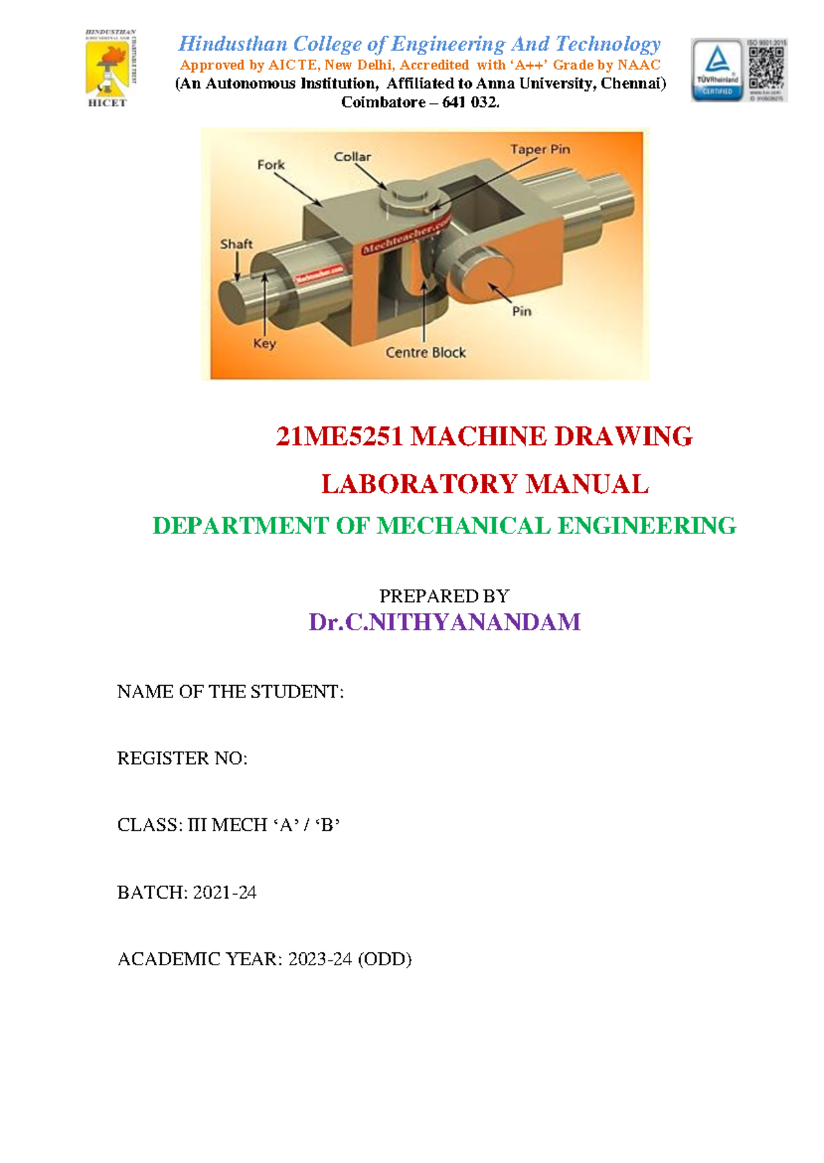 Machine Drawing Manual - Hindusthan College of Engineering And ...