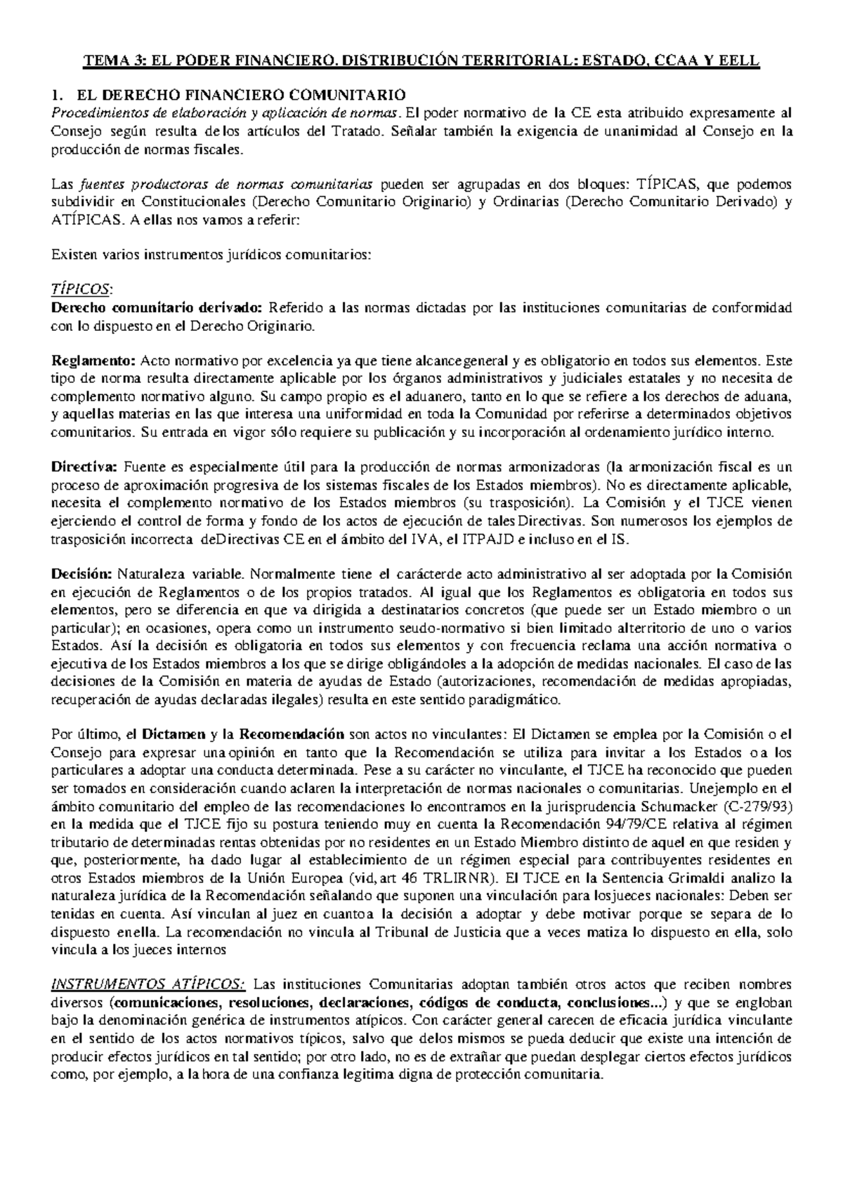 TEMA 3 EL Poder Financiero. Distribución Territorial Estado, CCAA Y EELL - TEMA 3: EL PODER ...