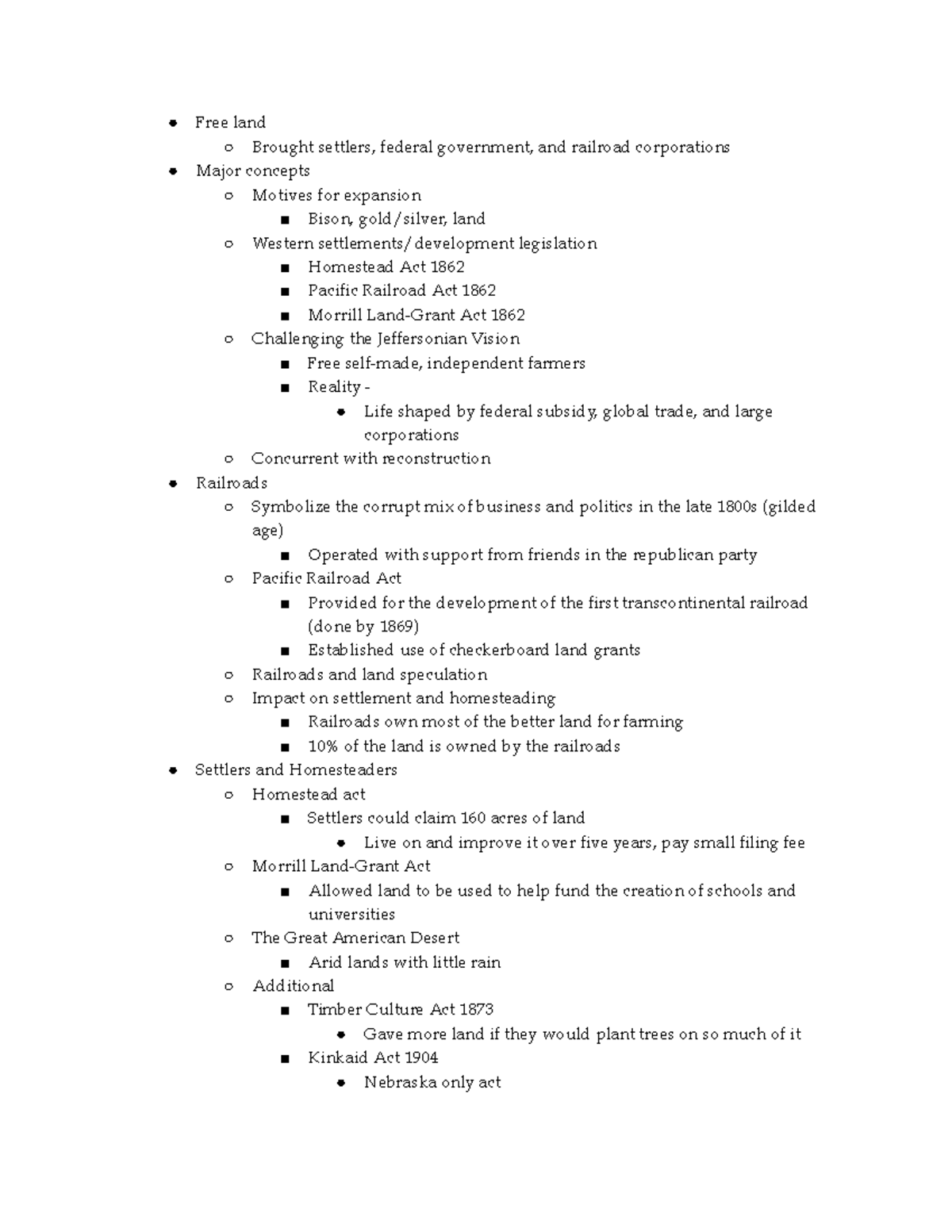 Western Expansion - Fall Semester Class - Free land Brought settlers ...