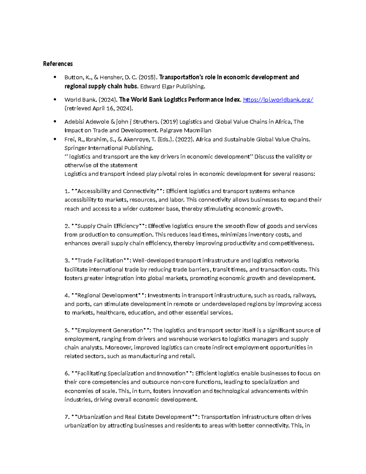 Bank 112 project - Bank. (2024). The World Bank Logistics Performance ...