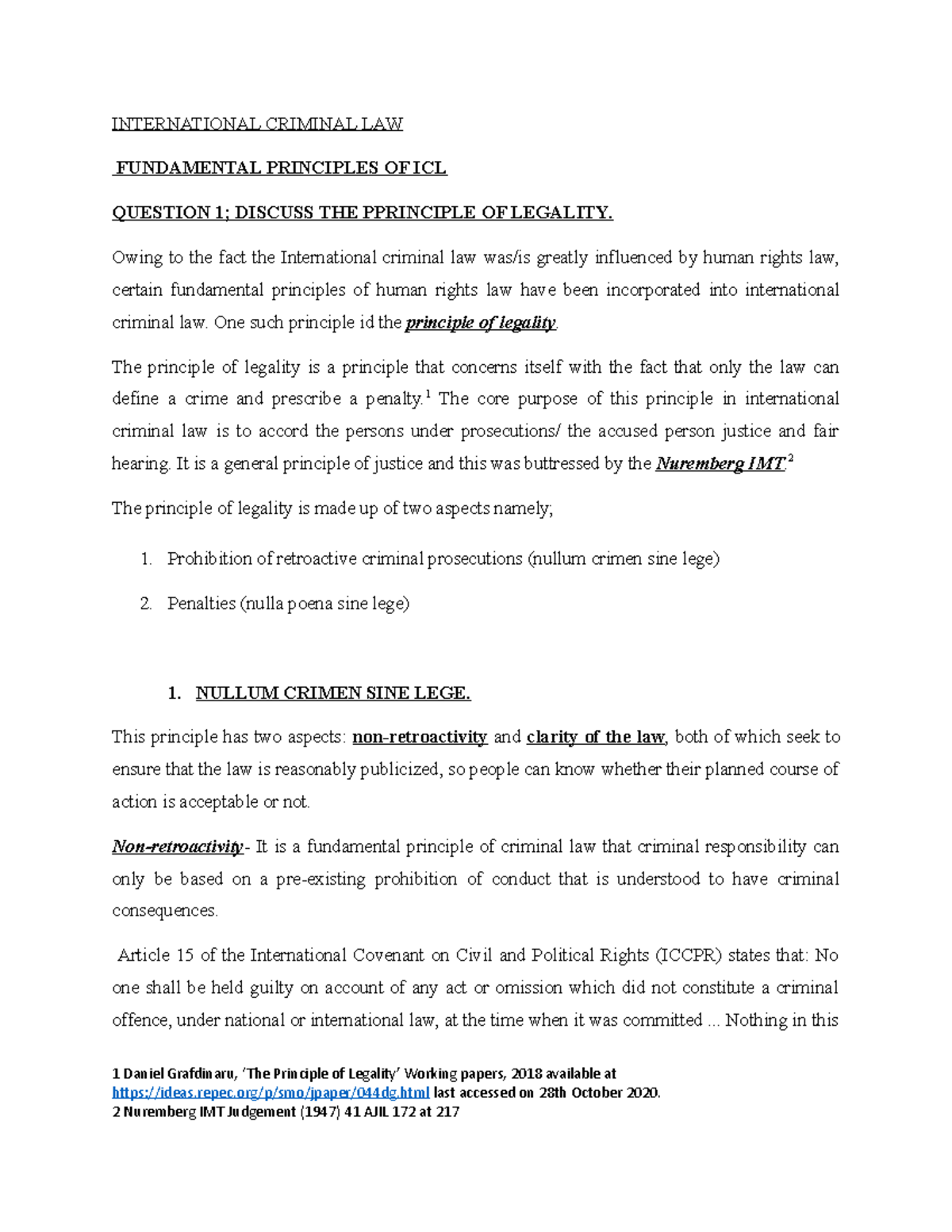 Fundamental Principles of ICL - INTERNATIONAL CRIMINAL LAW FUNDAMENTAL ...