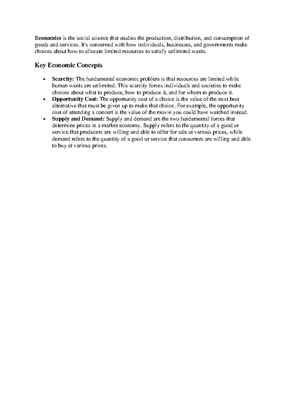 Economics notes 2 - Economics is the social science that studies the ...