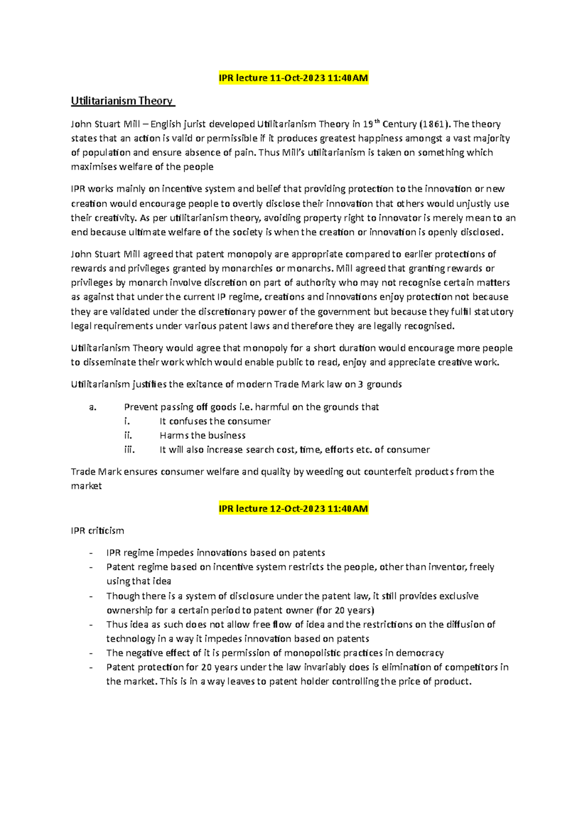 IPR Lecture Notes v3 - related to llb 3 year and 5year - Bachelor of ...