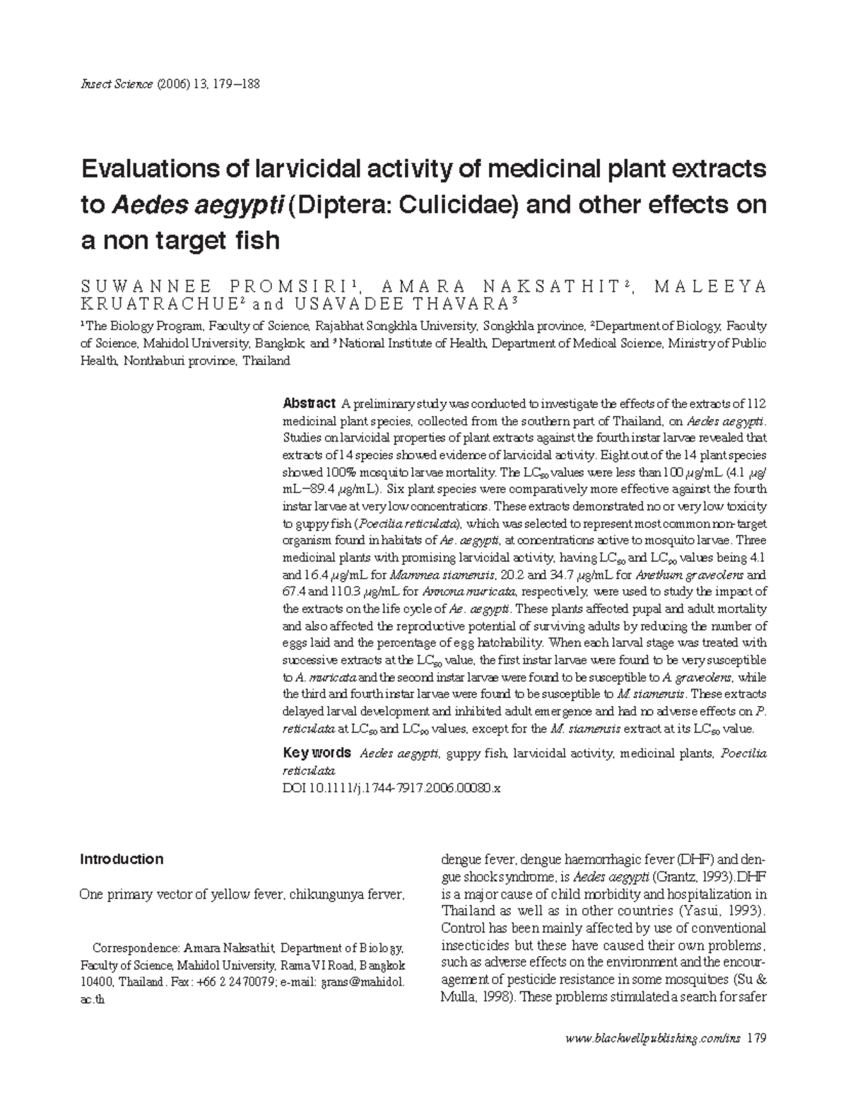 Evaluations of larvicidal activity of medicinal plant extracts ...