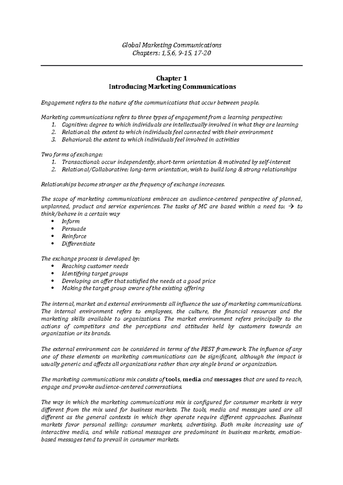 Summary GMC - Samenvatting Marketing Communications - Global Marketing ...