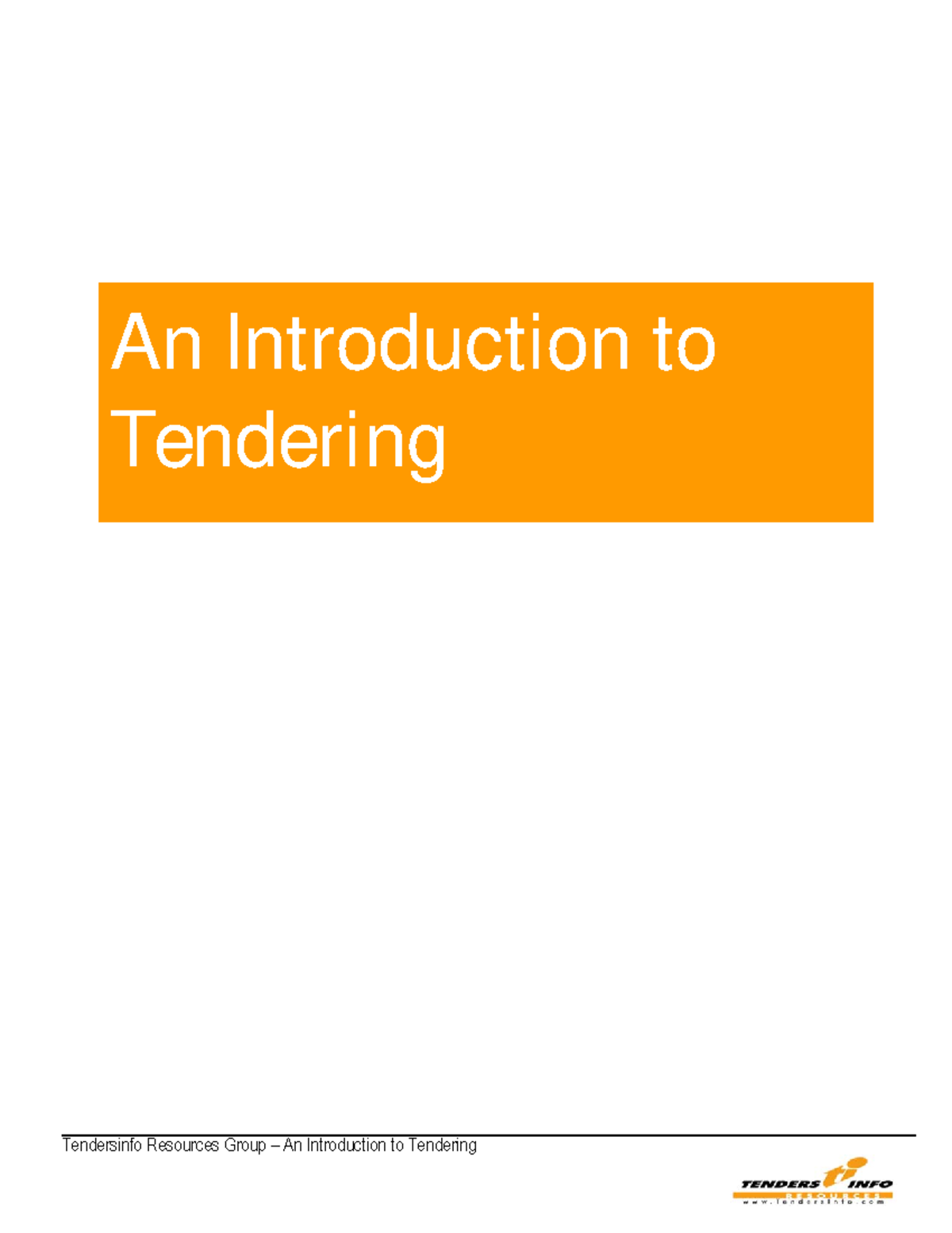 Tendering - Good - An Introduction to Tendering Table of Contents - Studocu