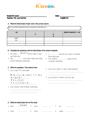 Verb to be A2 - Verb to be A2 - Student’s name ...