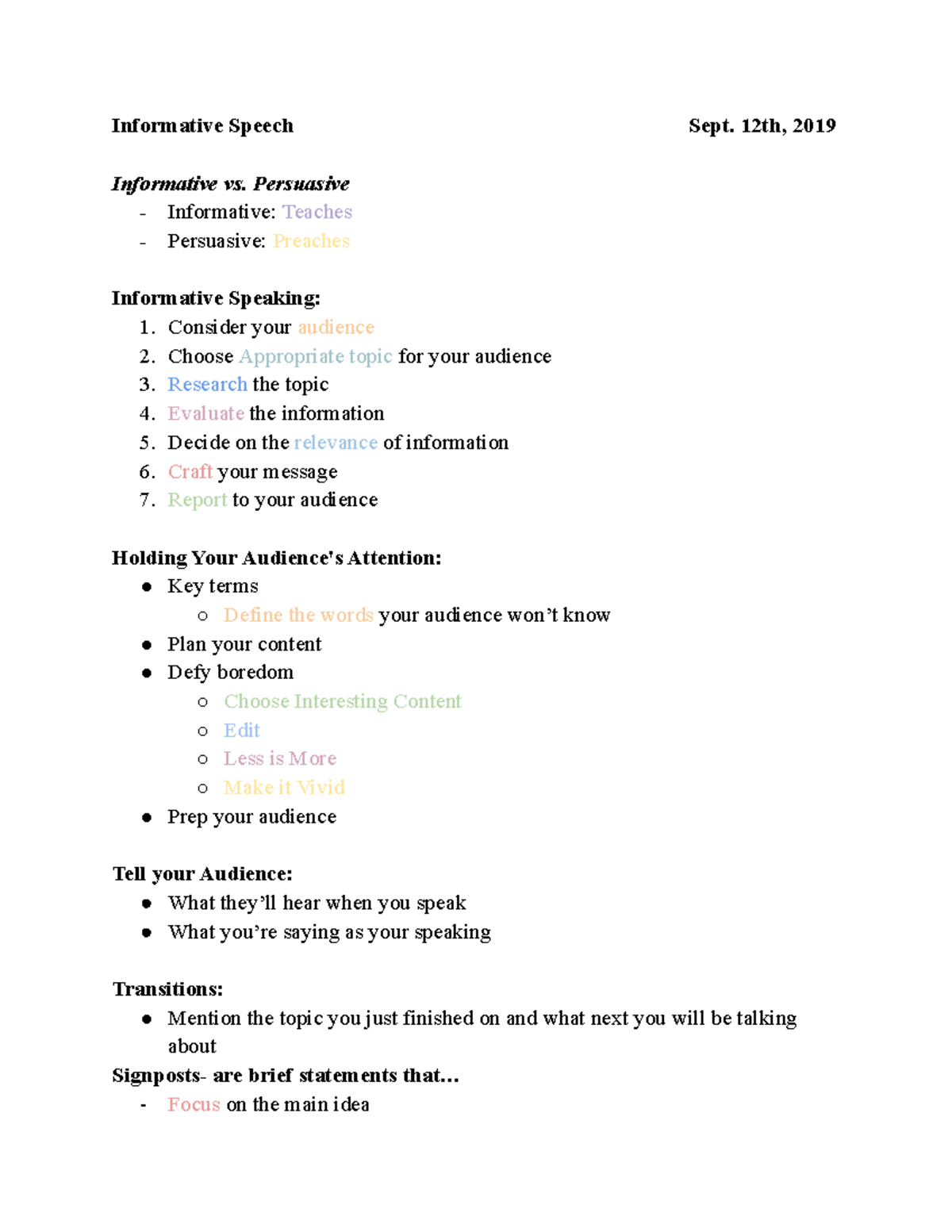 Informative Speech - Dr. G - Informative Speech Sept. 12th, 2019 ...