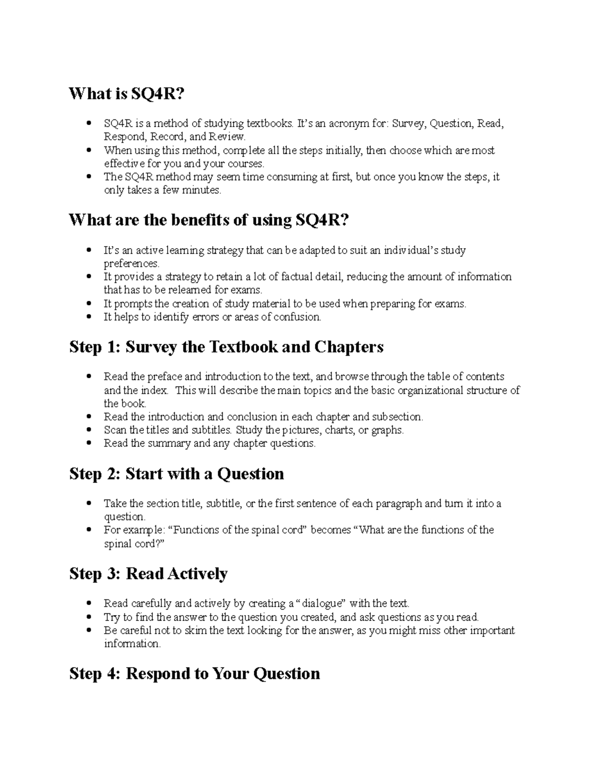 Lesson-3-35H - TEFL course - What is SQ4R? SQ4R is a method of studying ...