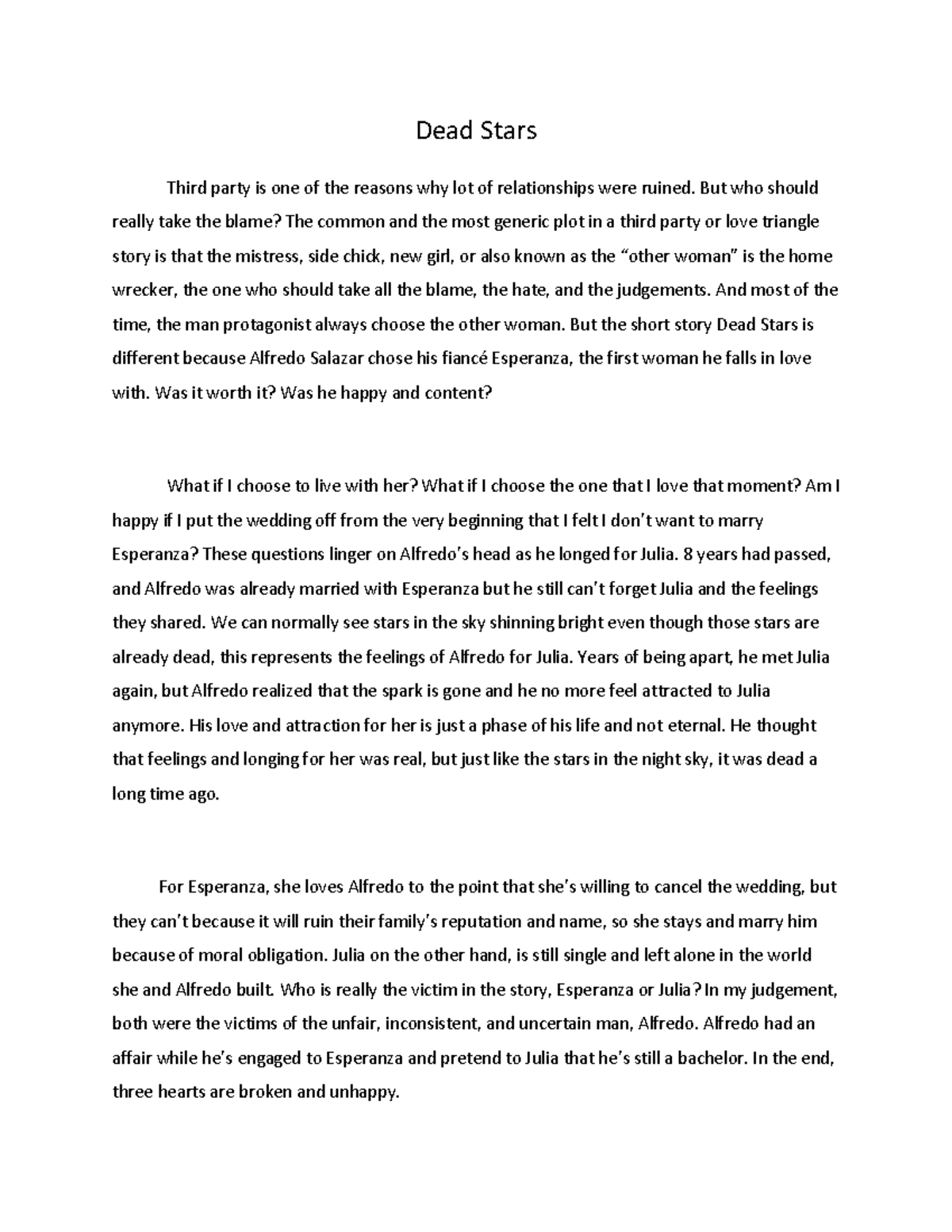 DEAD Stars Reaction Paper - Dead Stars Third party is one of the ...