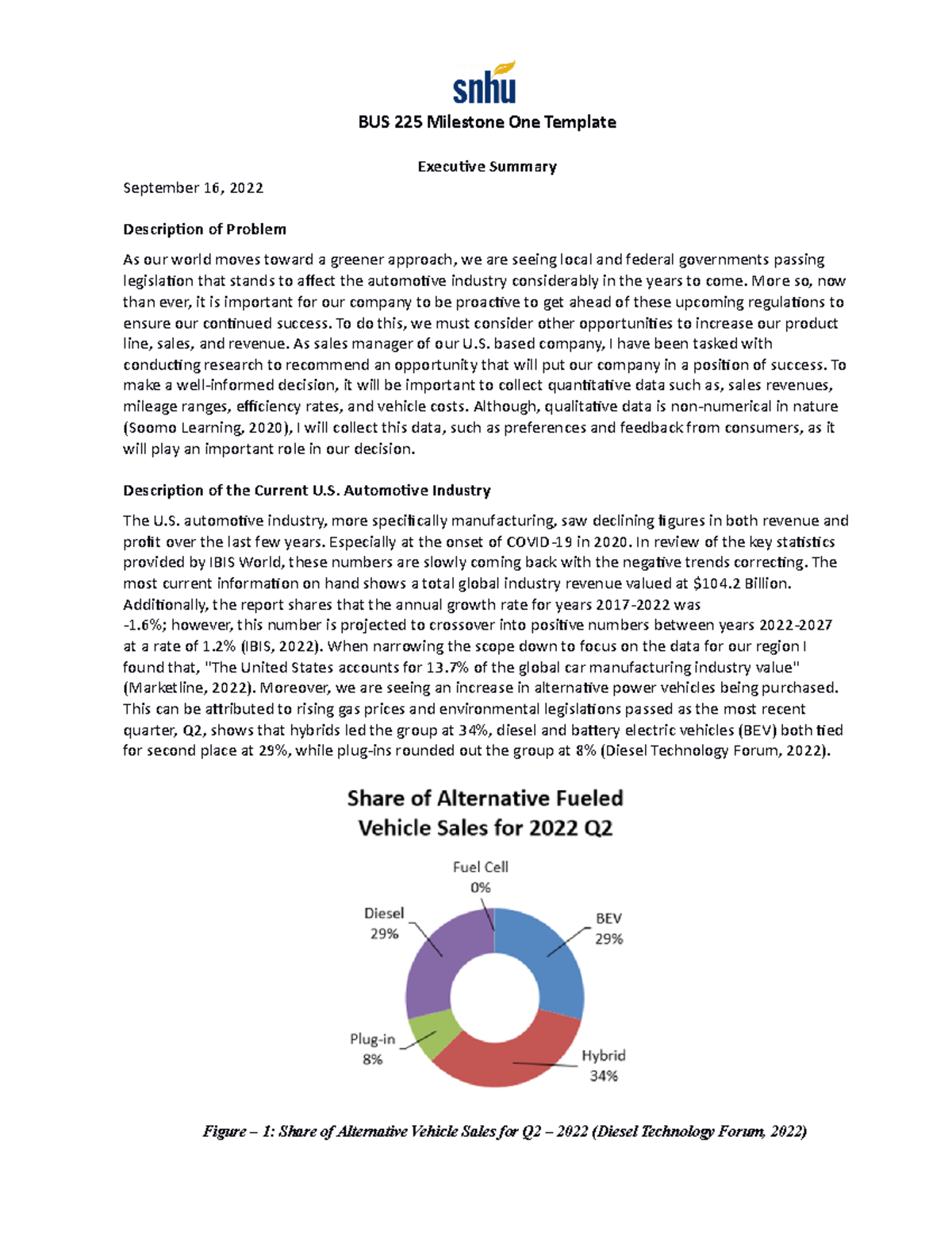 BUS-225 - Project One - BUS 225 Milestone One Template Executive ...