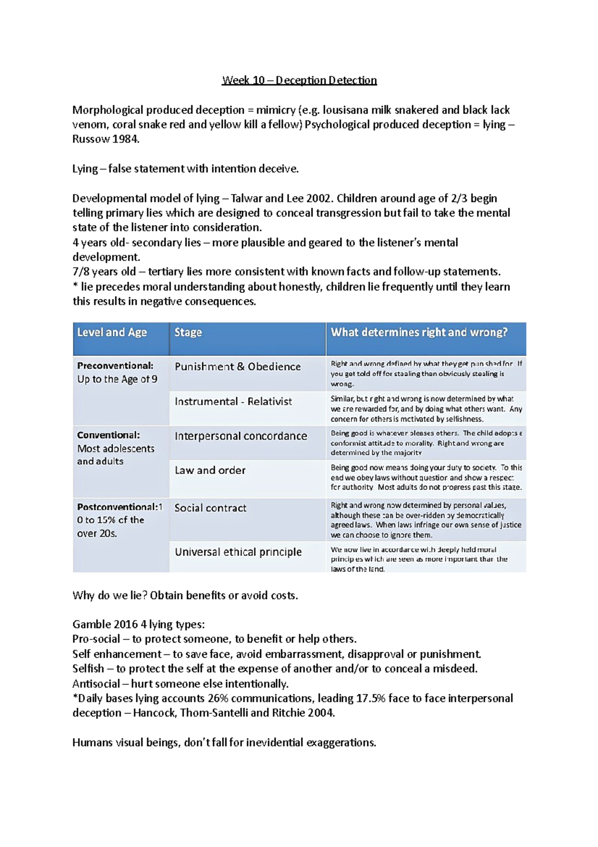 Week 10 - deception detection - Week 10 – Deception Detection ...
