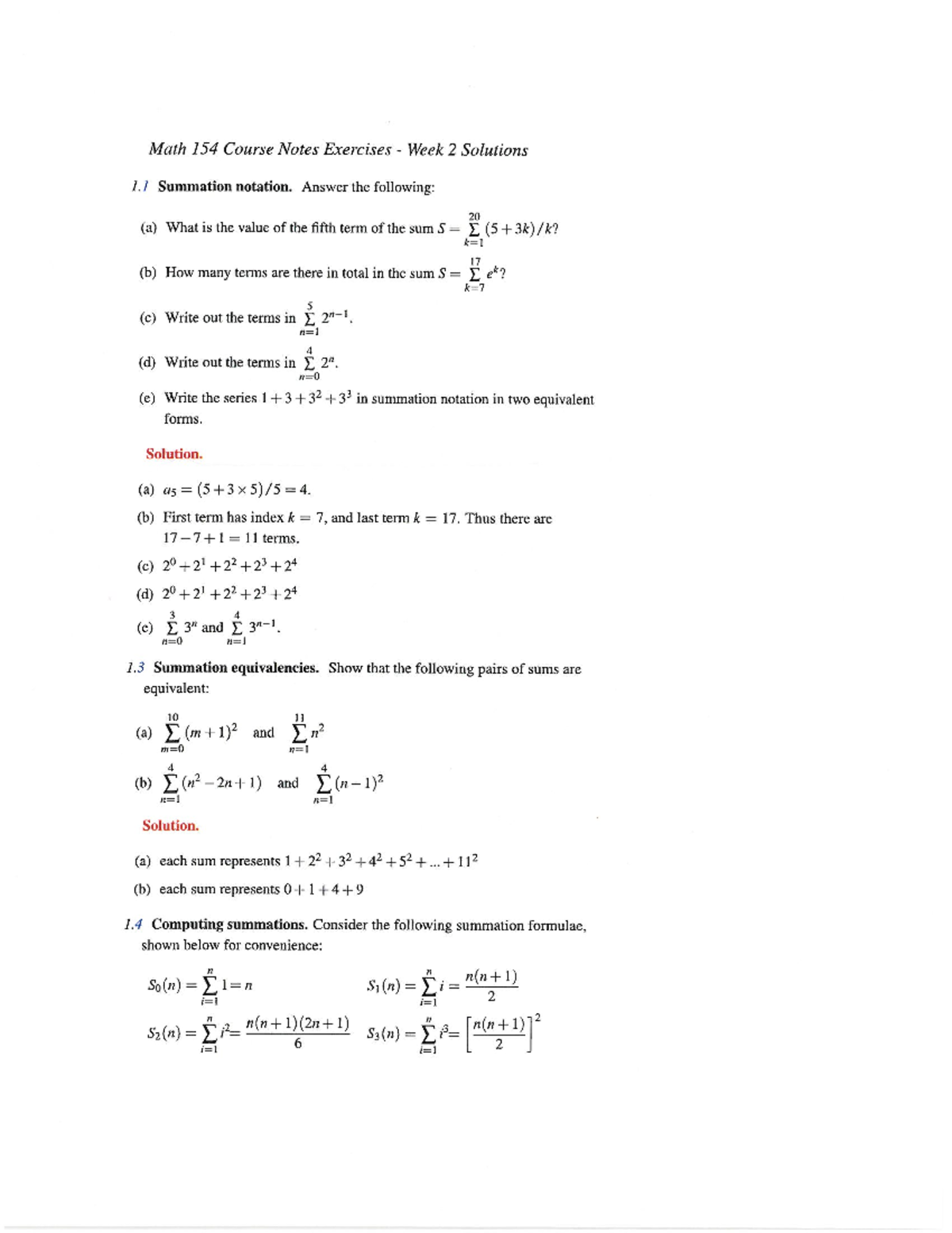 C n sol week 2 - MATH 154 - Studocu