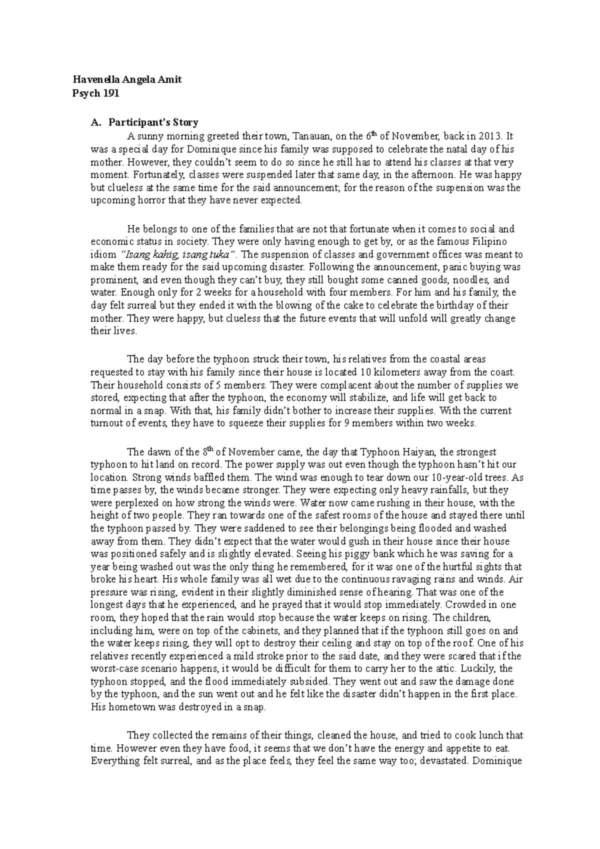 Amit Acitivity 1 [Psych 191] - Havenella Angela Amit Psych 191 A ...