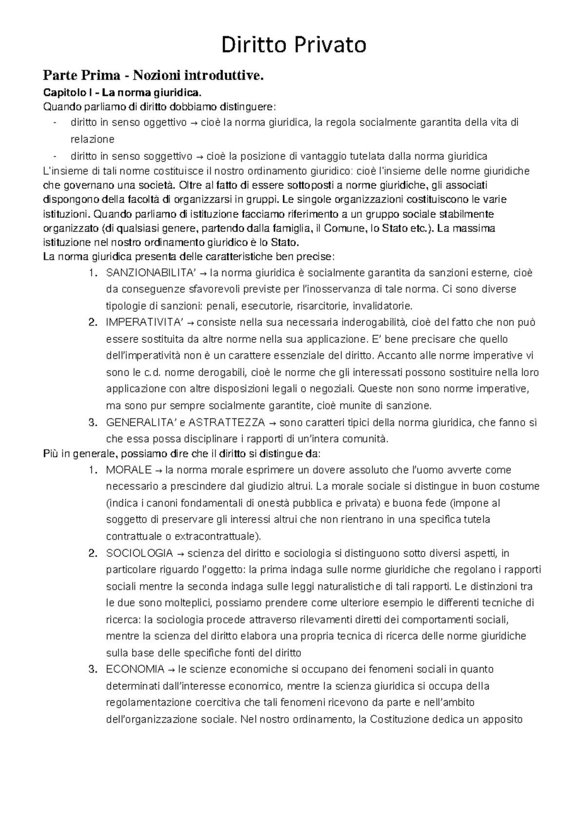 Riassunto Diritto Privato - Diritto Privato Parte Prima - Nozioni ...