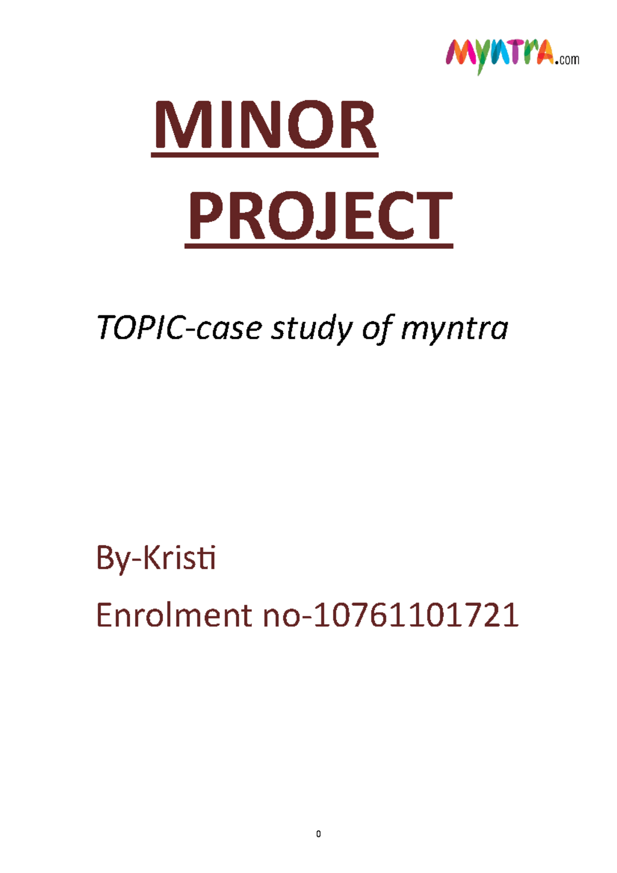 Minor project - Yo yo - MINOR PROJECT TOPIC-case study of myntra By ...