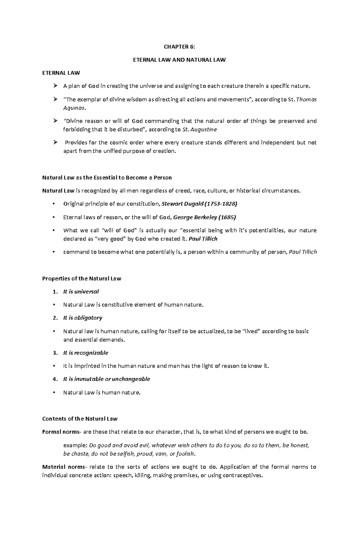Ethics Reviewer - CHAPTER 6: ETERNAL LAW AND NATURAL LAW ETERNAL LAW A ...