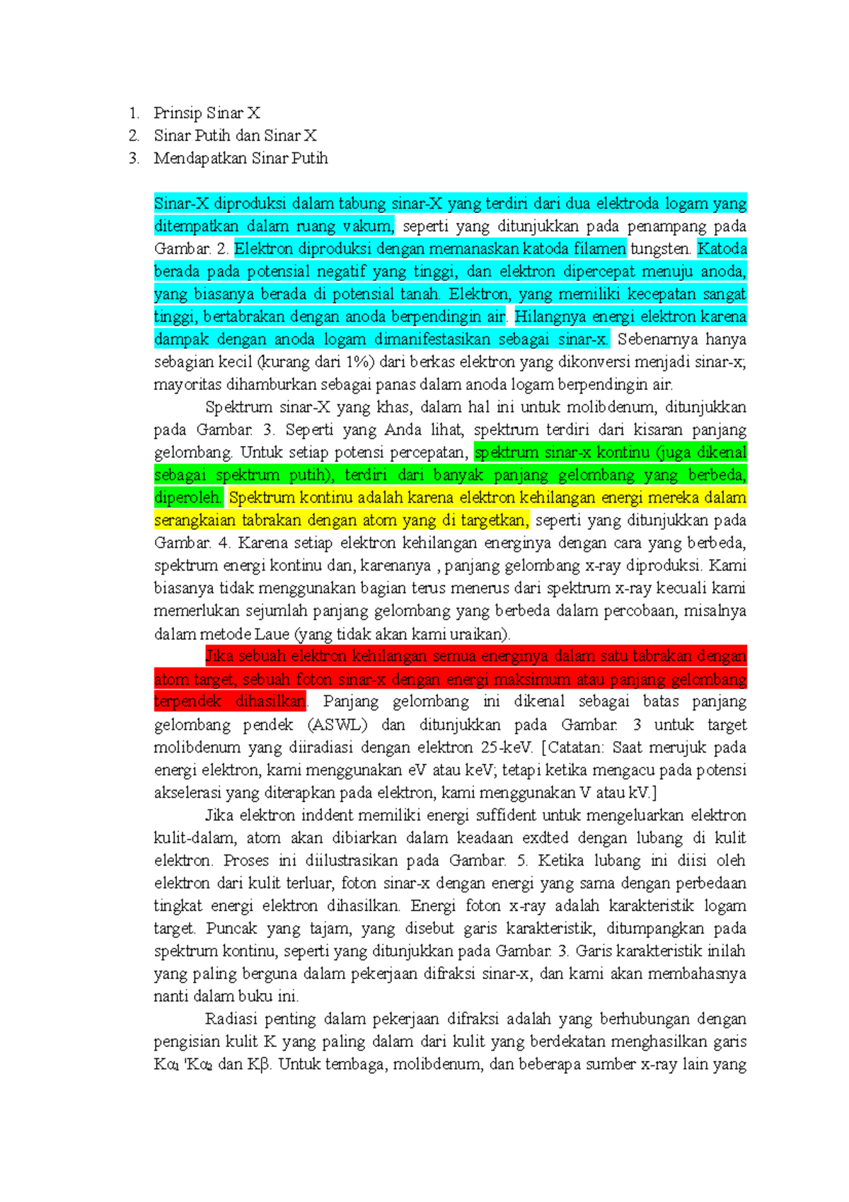 Sinar X untuk penentuan kristal - Prinsip Sinar X Sinar Putih dan Sinar ...