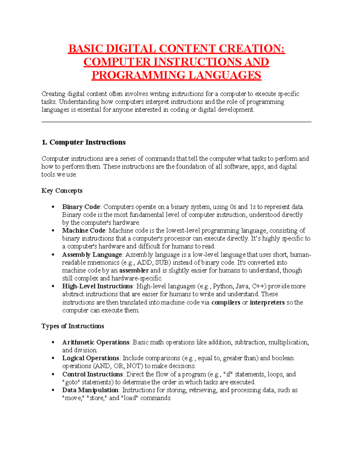 Basic Digital Content Creation - BASIC DIGITAL CONTENT CREATION ...