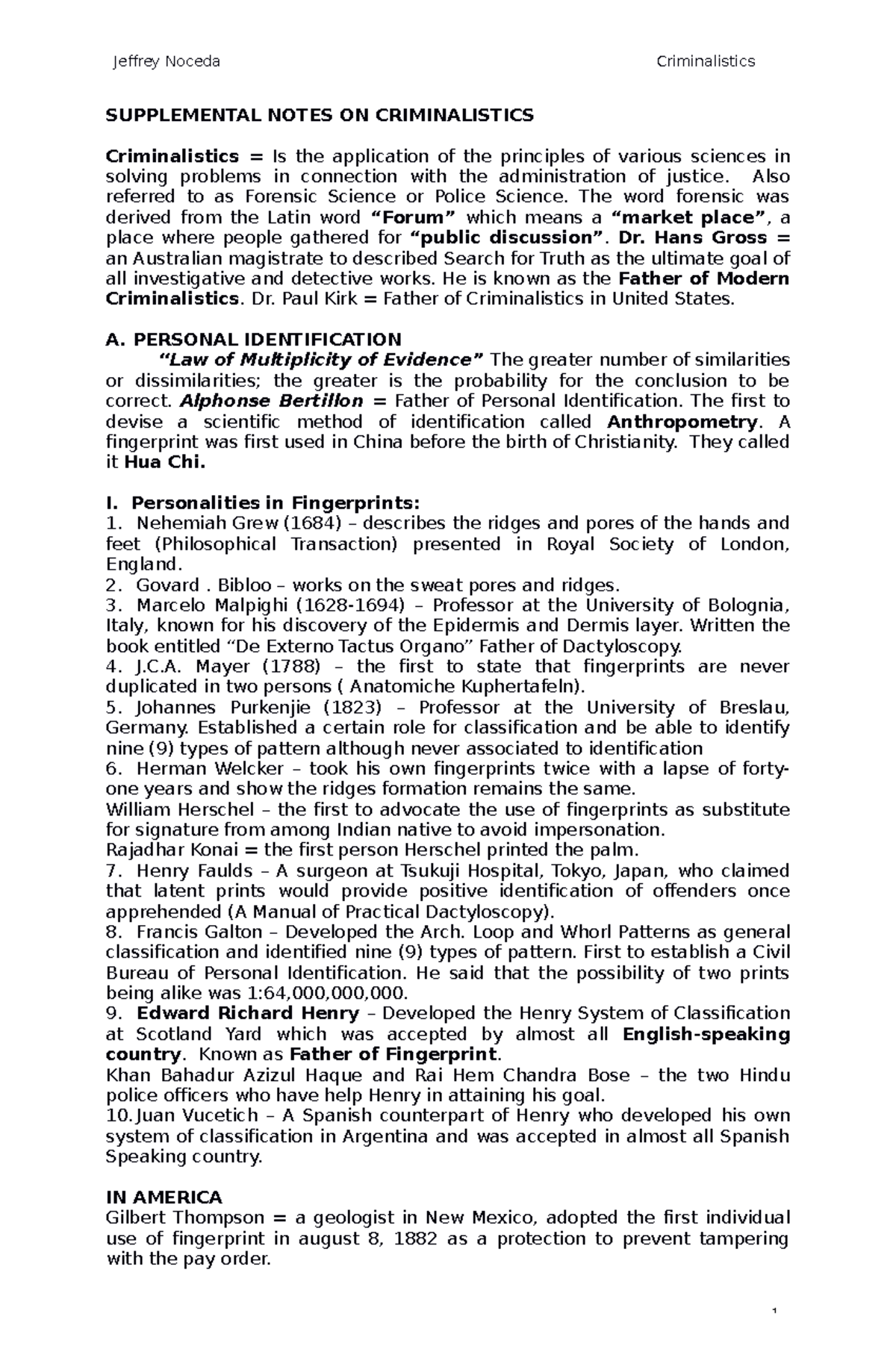 Forensic- Science - credits to the owner - SUPPLEMENTAL NOTES ON ...