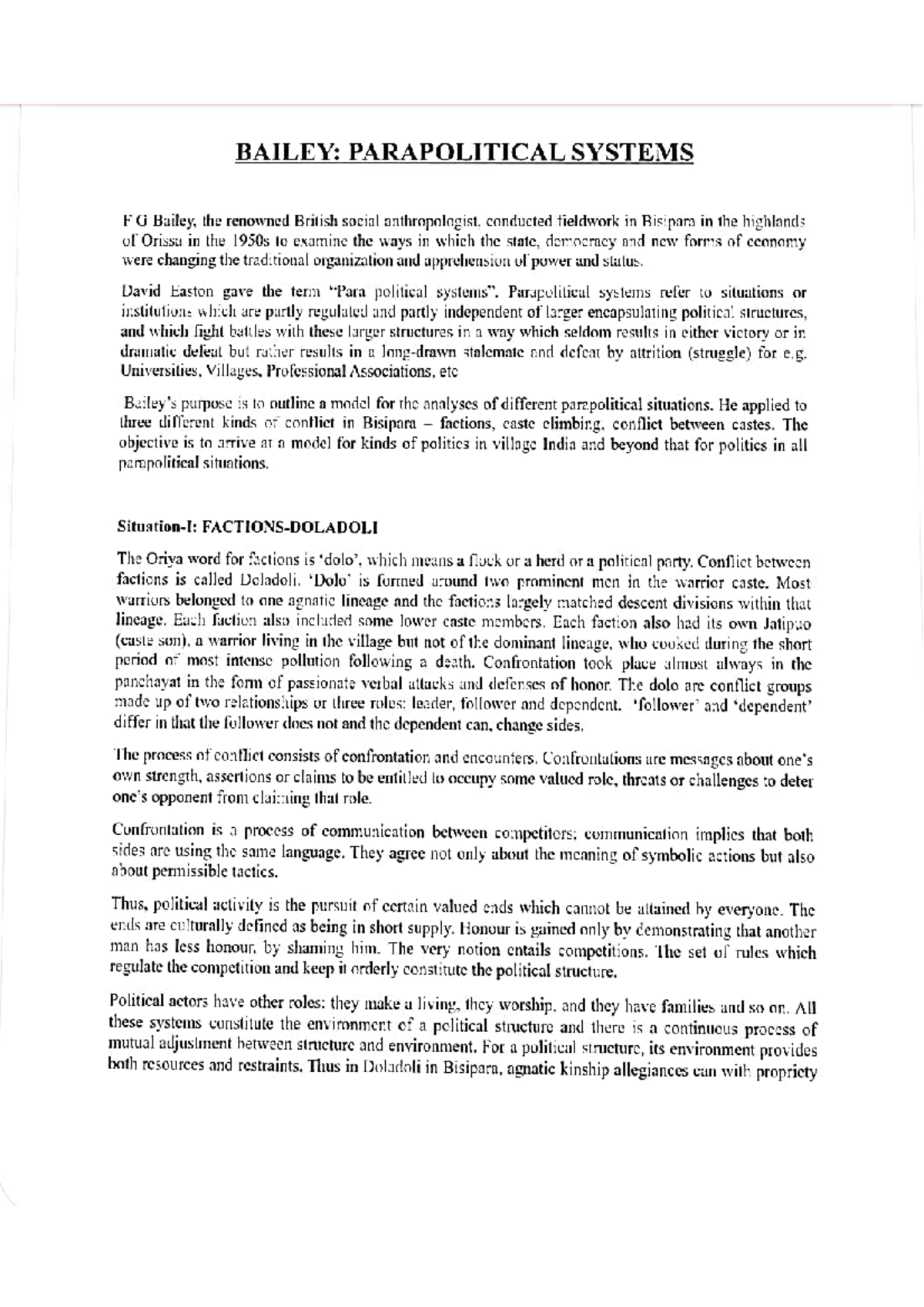 Para politics FG Bailey(political socio) - Polity And Society In India ...