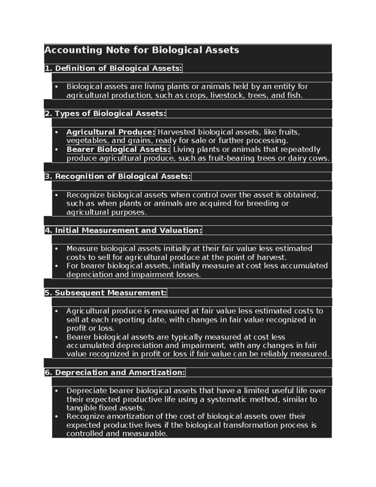 Accounting Note for Biological Assets - Definition of Biological Assets ...