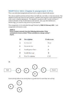 Assignment 2 week 3 chapter 4 - MGMT2012 W21 Chapter 4 assignment 2 (5%) This is an individual ...