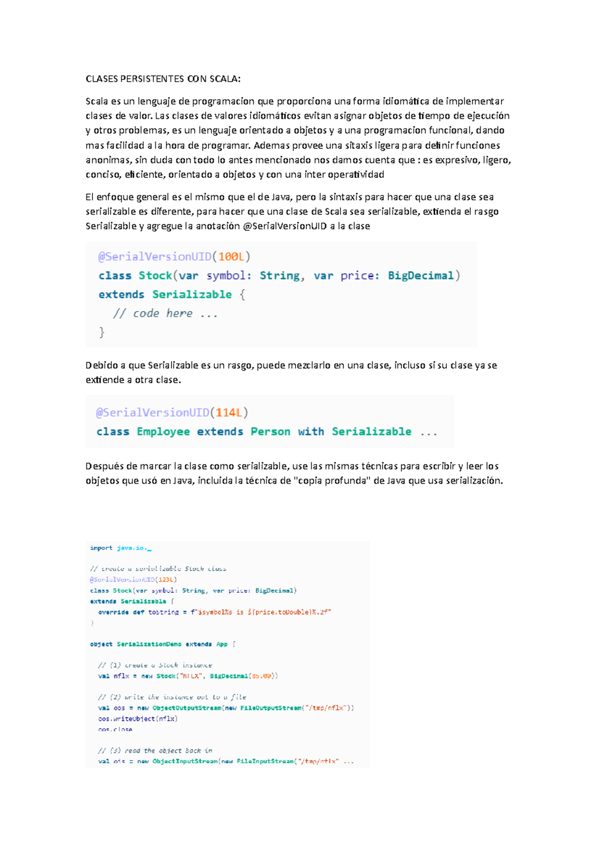 Clases Persistentes Con Scala Clases Persistentes Con Scala Scala Es