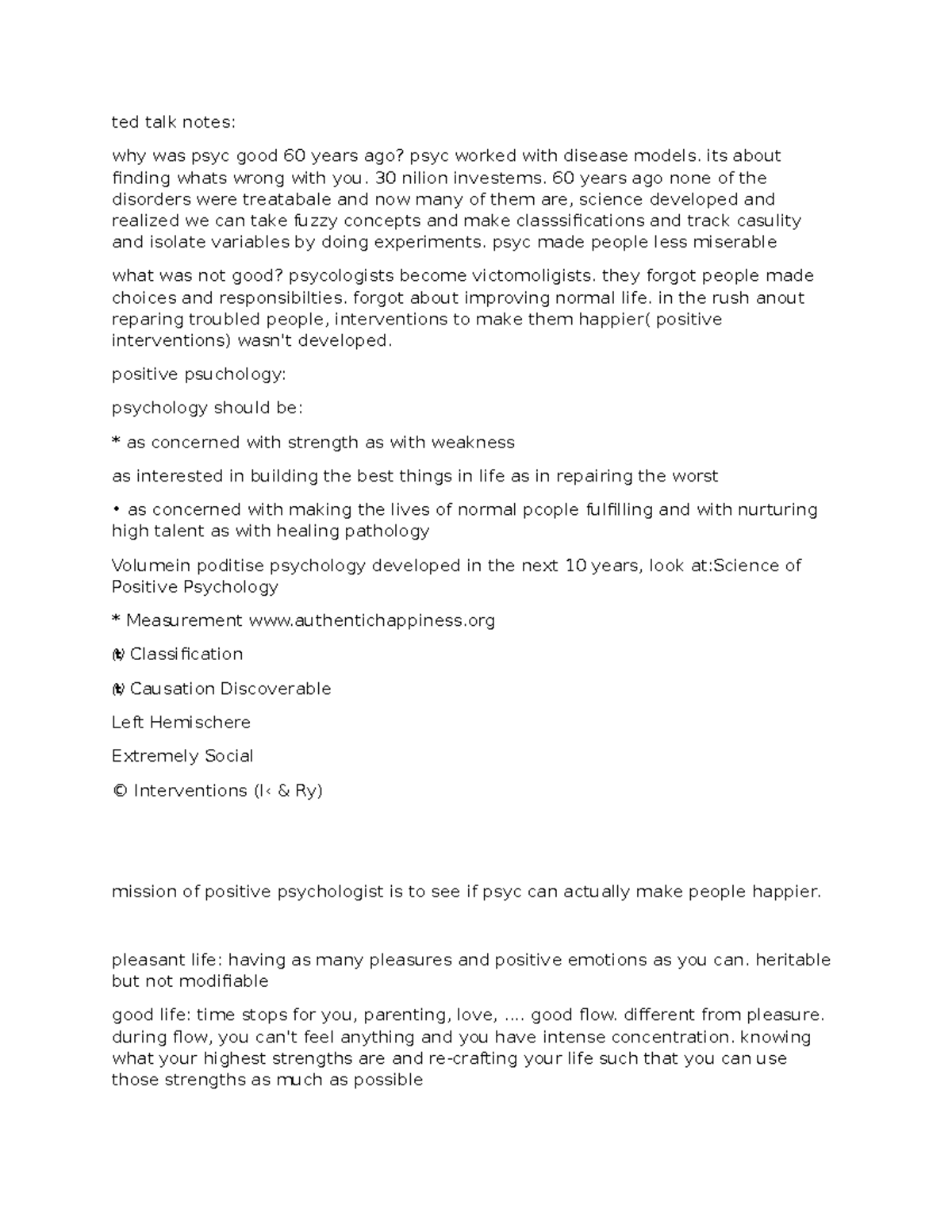 Ted talk notes - ted talk notes: why was psyc good 60 years ago? psyc ...