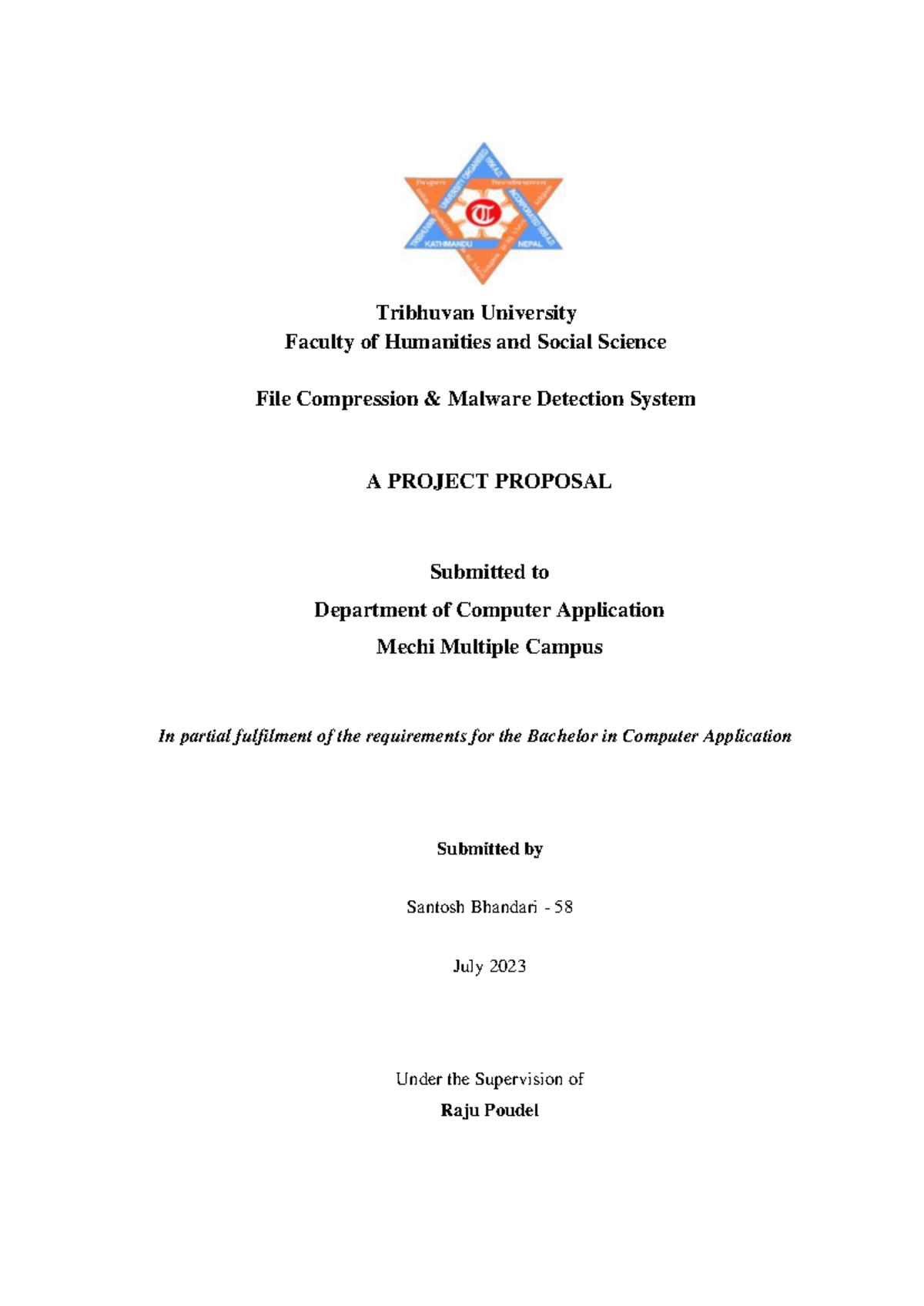 Project Proposal - sadfasdf - Tribhuvan University Faculty of ...