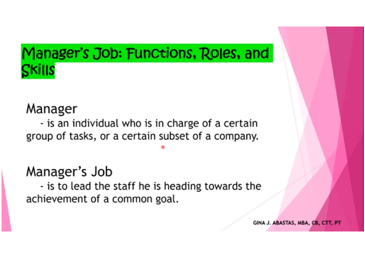 W2M2- Functions, Roles AND Skills OF Managers - Business Organization ...