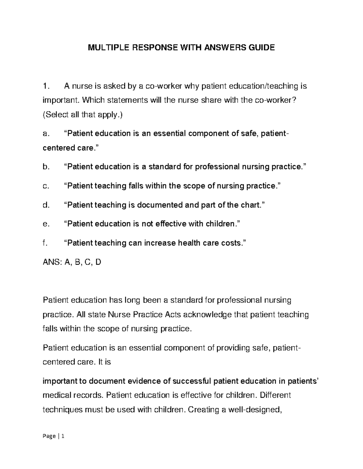 Multiple Response WITH Answers Guide - Page | 1 MULTIPLE RESPONSE WITH ...