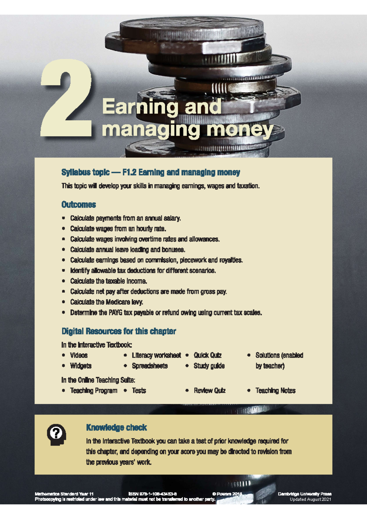 Textbook Ch2 Earn Manage Money & Answers - MHIS1002 - Updated ...