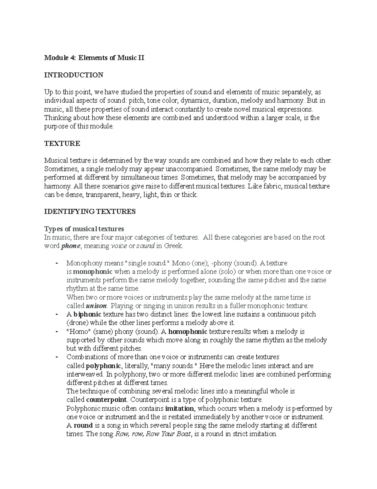 Module 4 - Module 4: Elements of Music II INTRODUCTION Up to this point ...