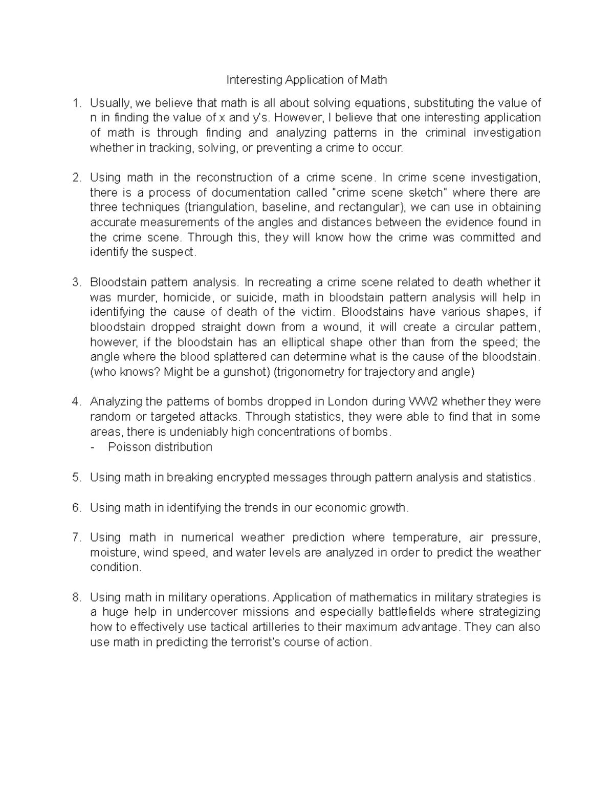 Interesting Application of Math - Interesting Application of Math ...