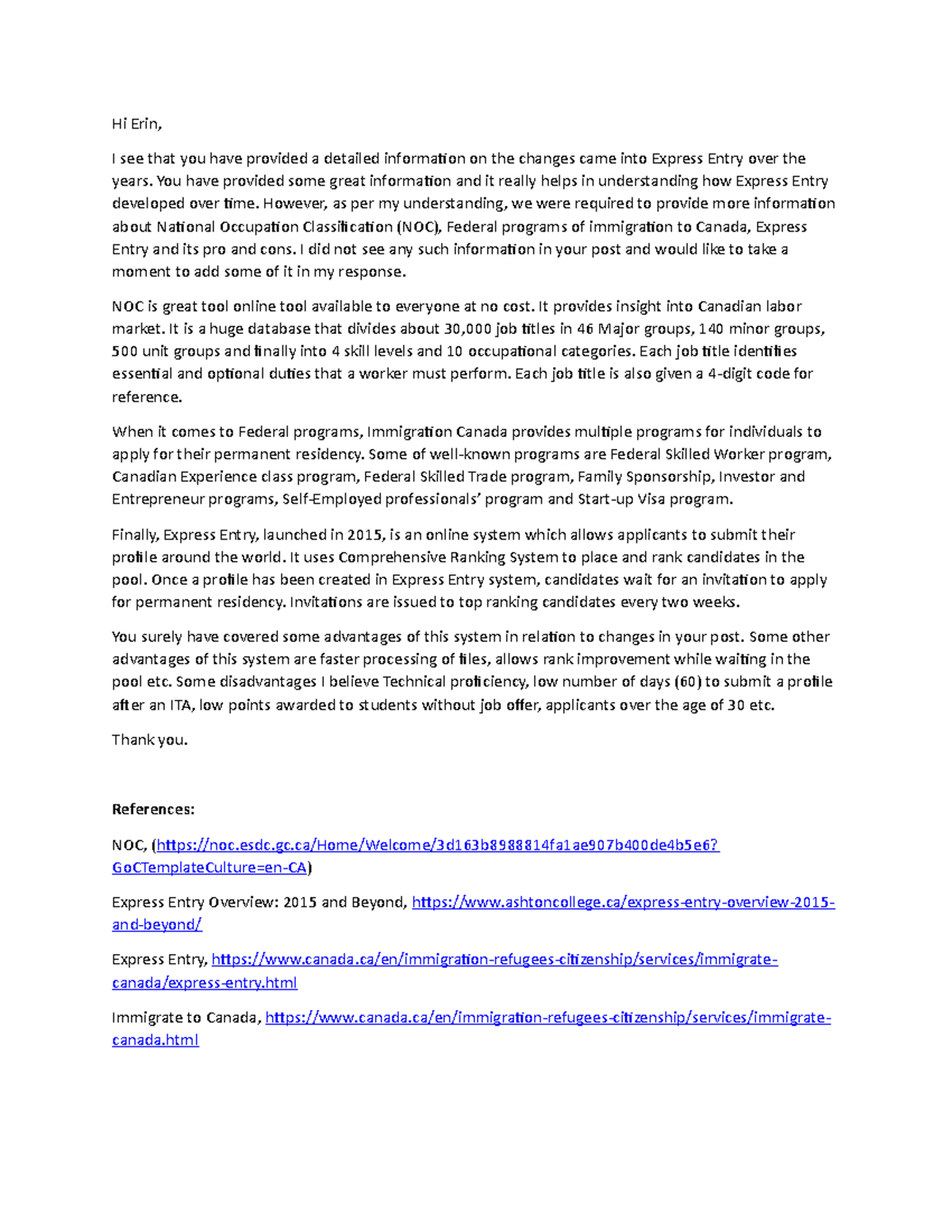 Hi Erin - Economic Class discussion - Hi Erin, I see that you have ...