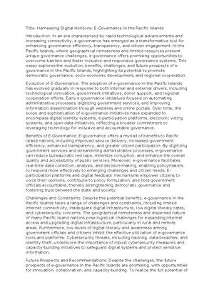 GE201 Assignment 1 - Environment - Assignment 1: Personal Essay Subject ...