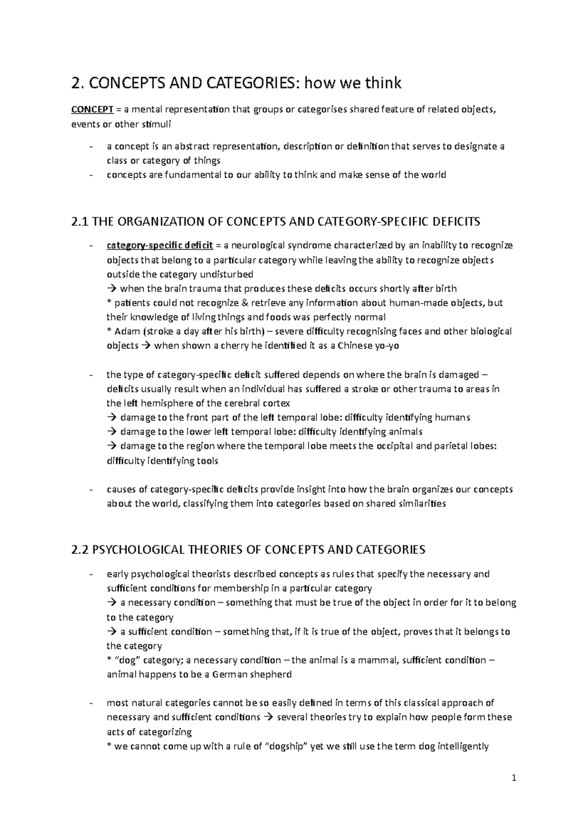 Concepts and Categories - PSYU911 - Stirling - Studocu